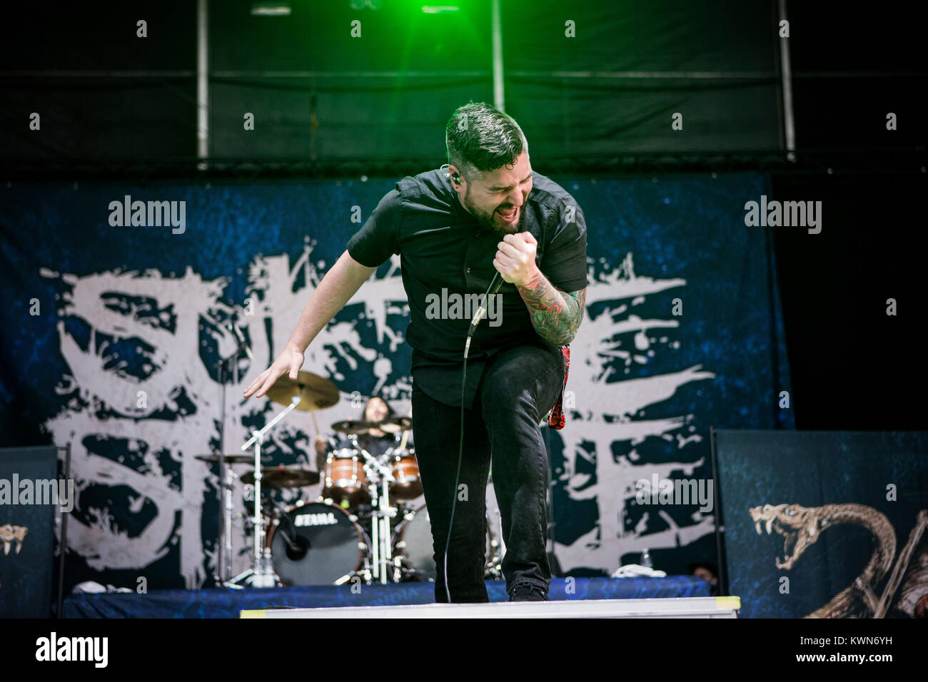 The American deathcore band Suicide Silence performs a live concert at ...