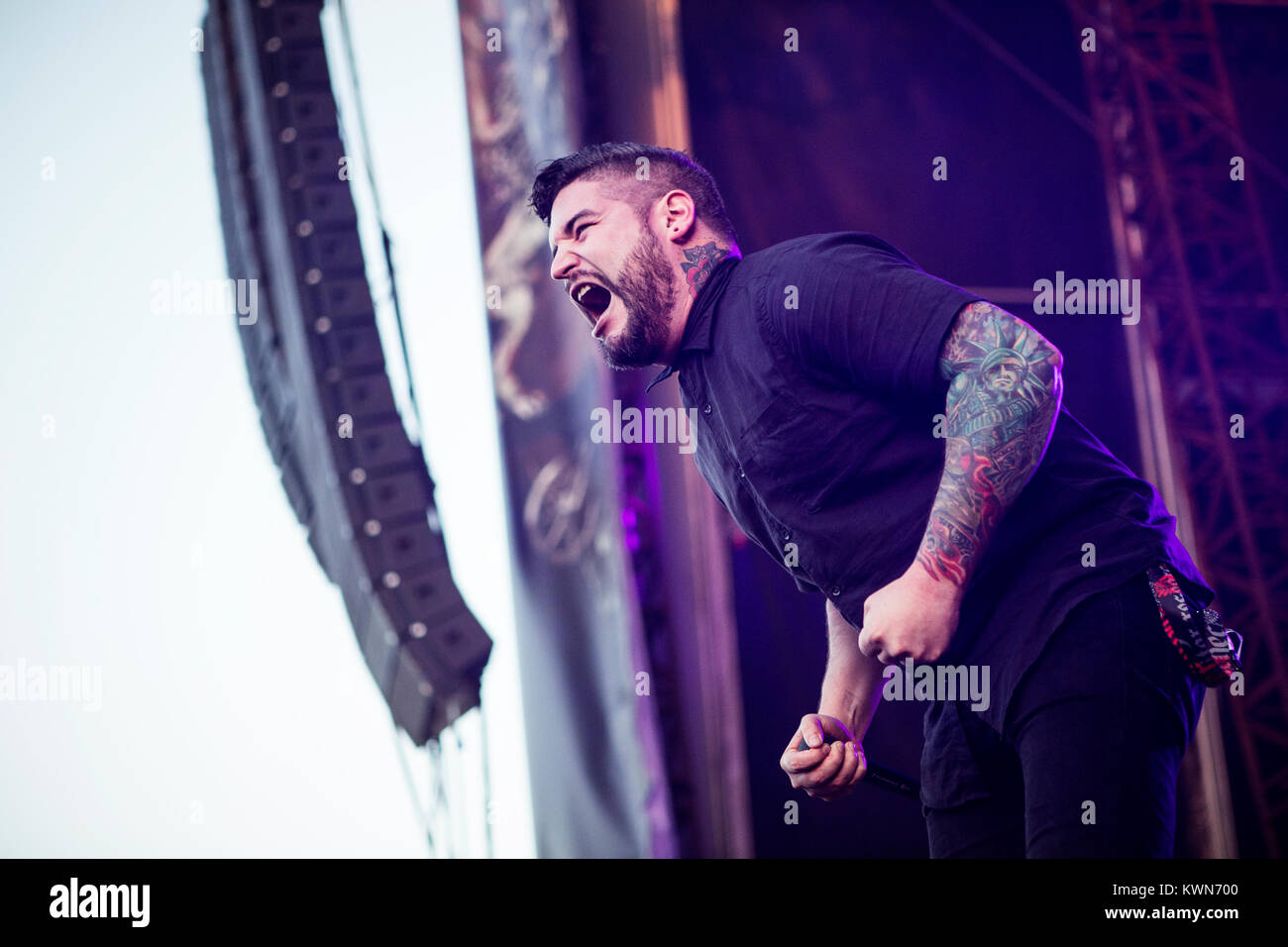 The American deathcore band Suicide Silence performs a live concert at ...