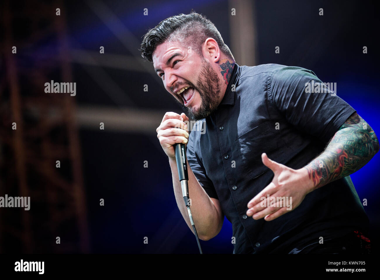 The American deathcore band Suicide Silence performs a live concert at ...