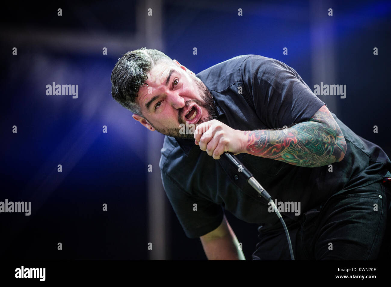 The American deathcore band Suicide Silence performs a live concert at ...