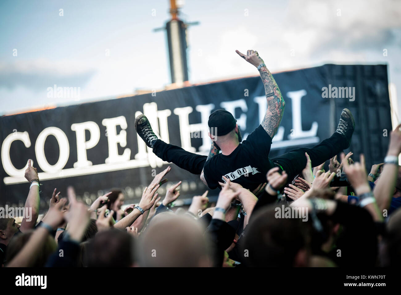 The heavy metal fans go crazy in front of the stage during the concerts ...