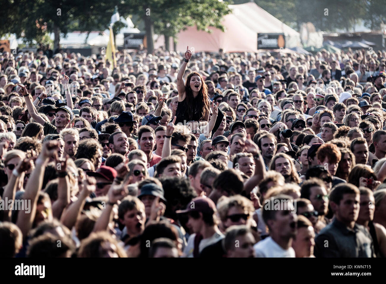 The concert crowd in front of the Orange Stage had a thrilling rock ...