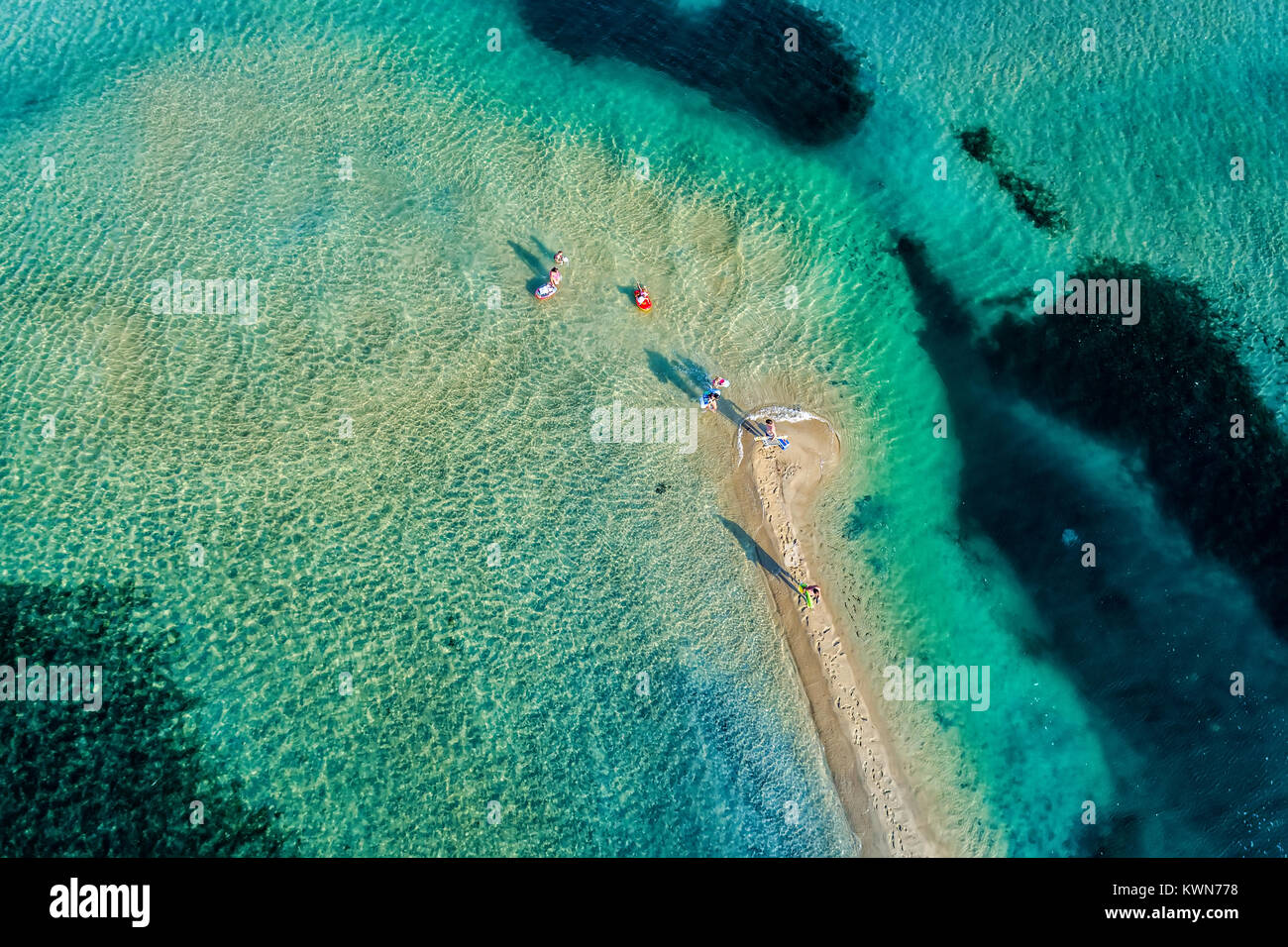Aerial view of the beautiful Karidi beach in the Vourvourou of ...