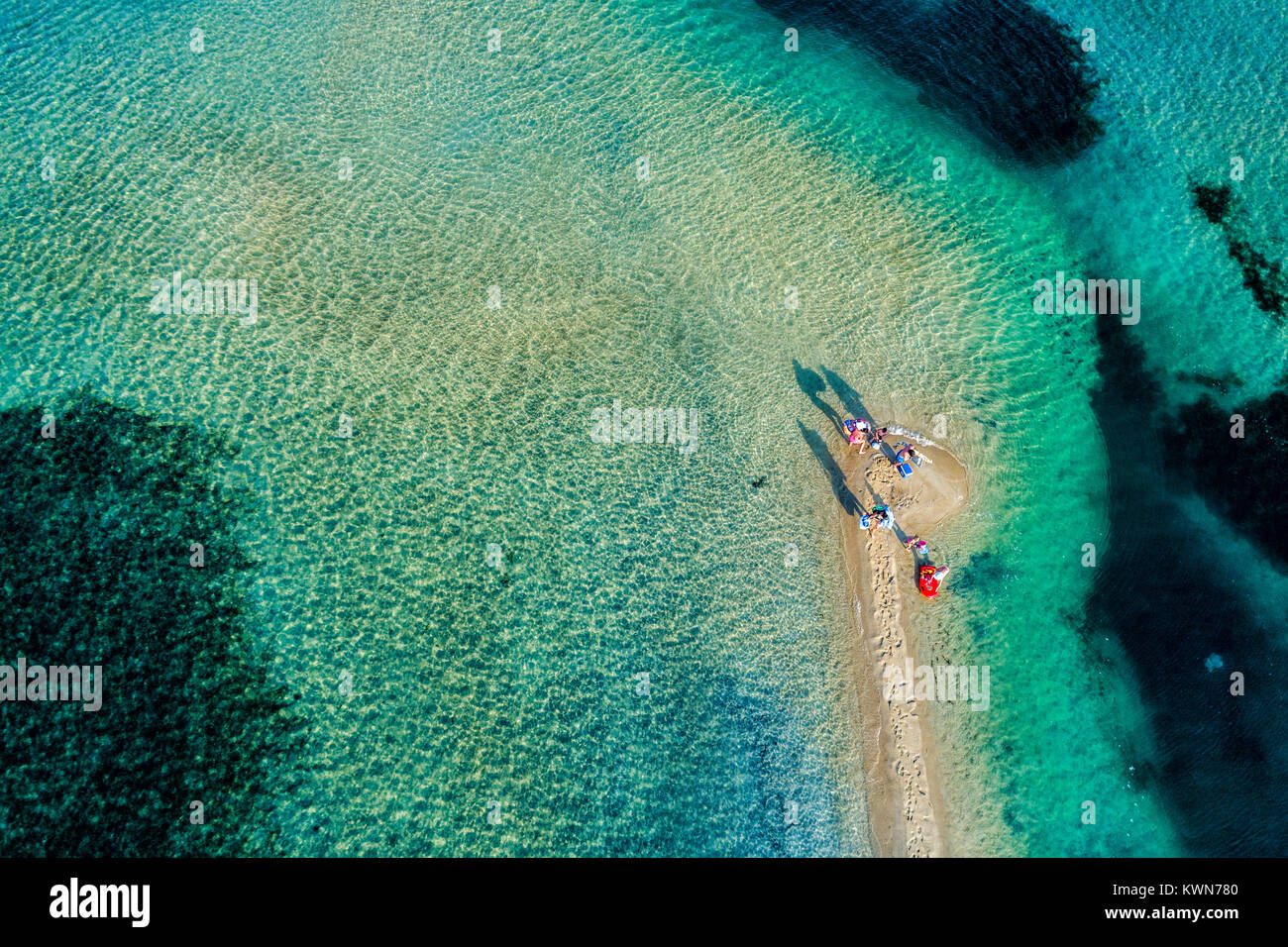 Aerial view of the beautiful Karidi beach in the Vourvourou of ...