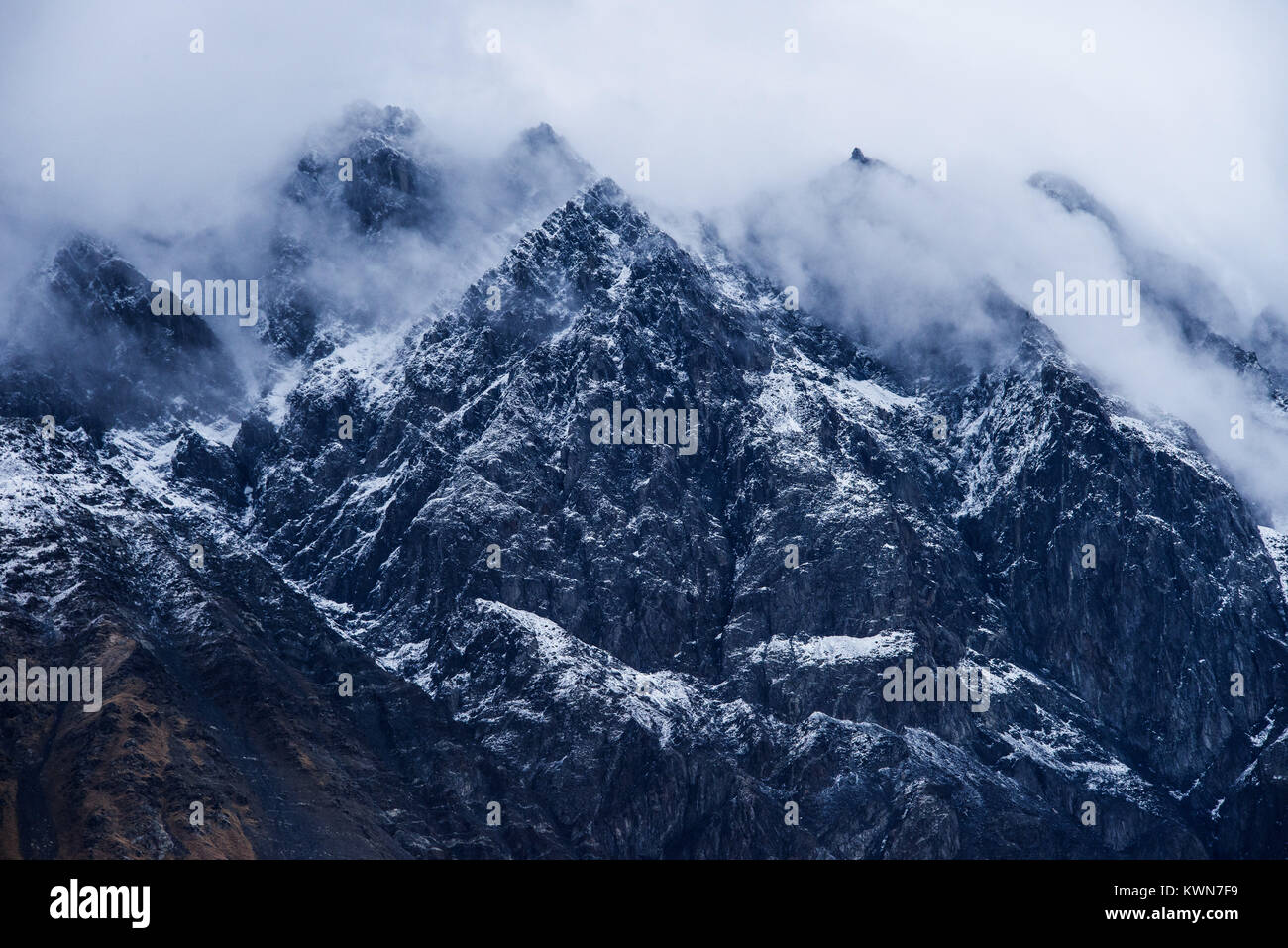 Caucasus snow mountain in Kazbegi, Georgia Stock Photo - Alamy