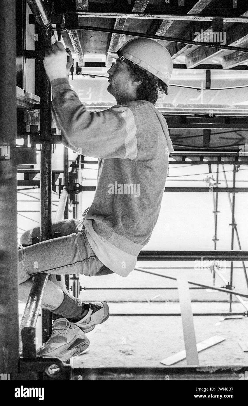 Edwin Shirley Staging crew building a stage in Wembley Stadium for the ...