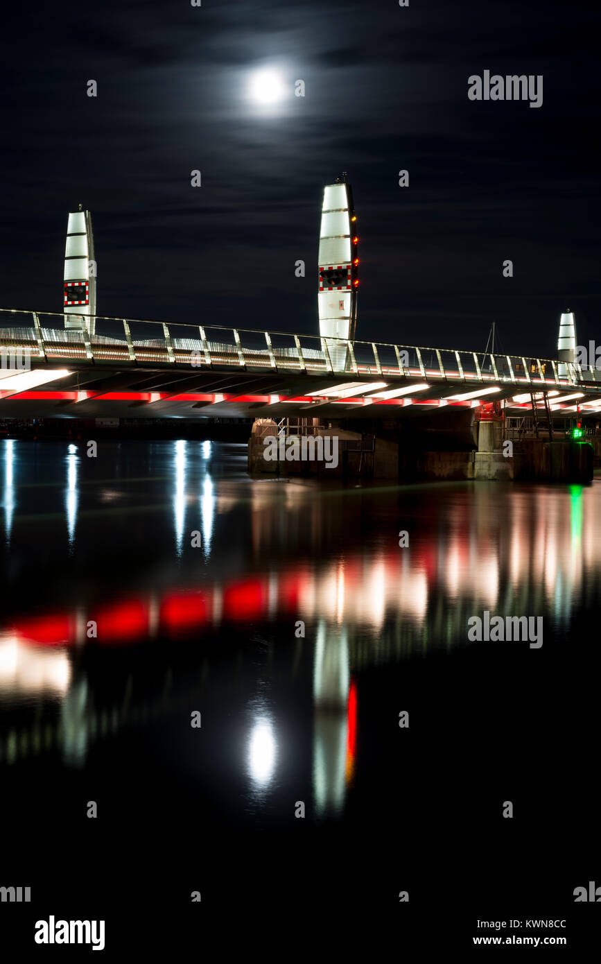 Poole Twin Sails Bridge in Moonlight Stock Photo - Alamy