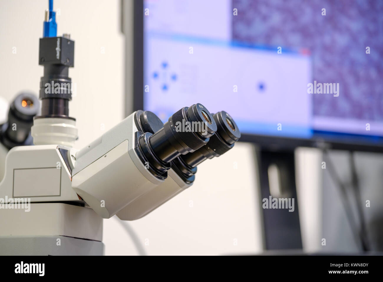 Professional digital microscope science background Stock Photo - Alamy