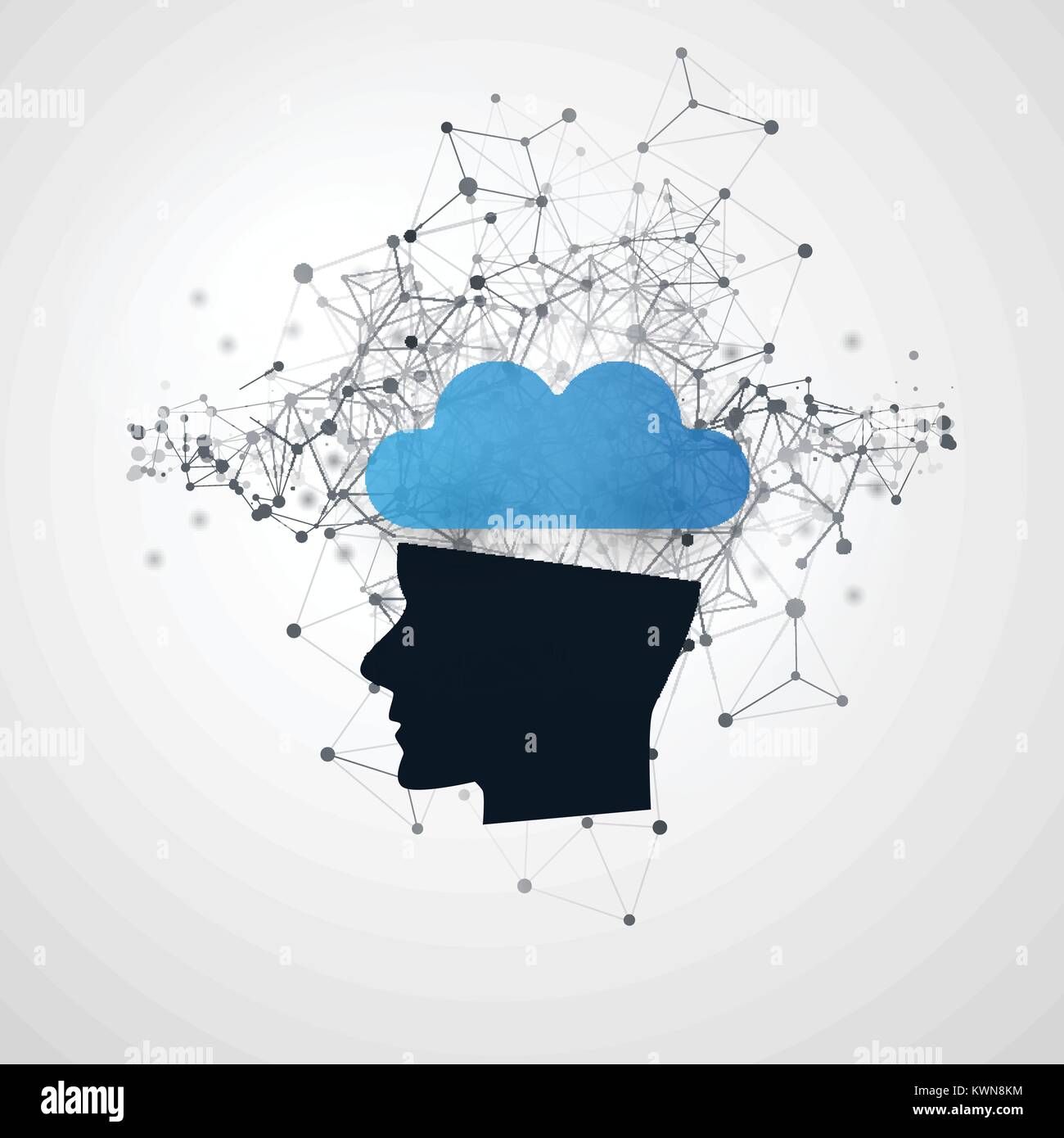 Machine Learning, Artificial Intelligence, Cloud Computing and Networking Design Concept with ...