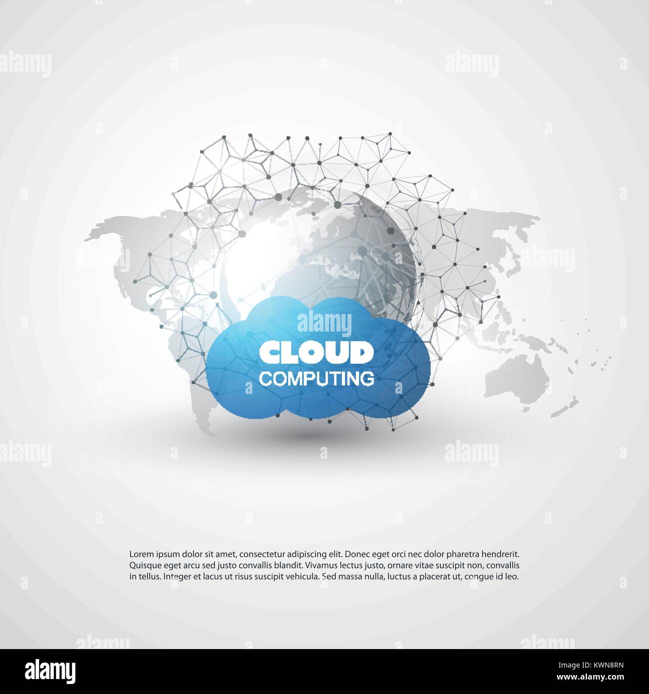 Cloud Computing Design Concept with Wireframe - Digital Network Connections, Technology ...