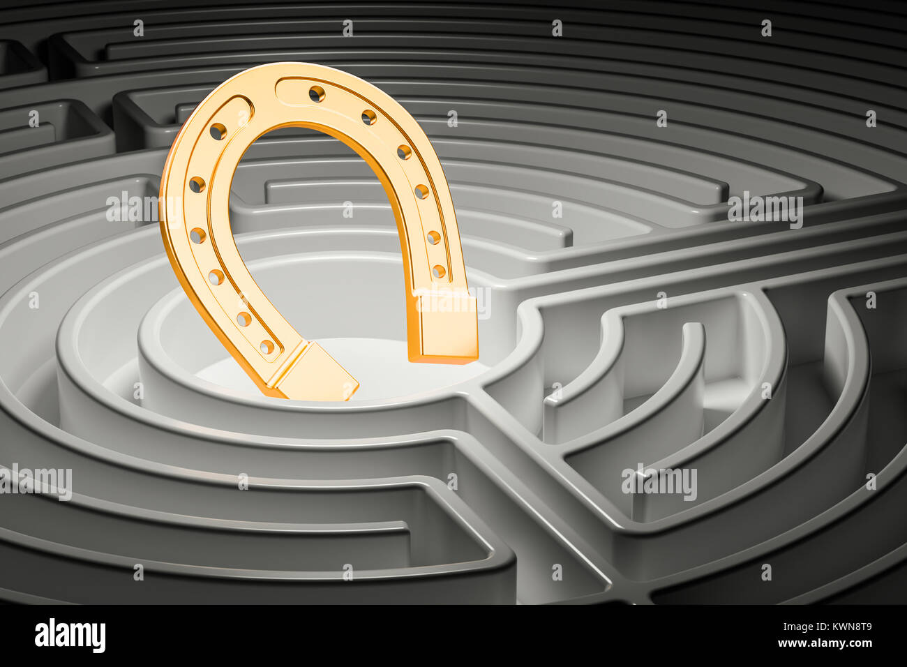 Horseshoe inside labyrinth maze, 3D rendering Stock Photo - Alamy