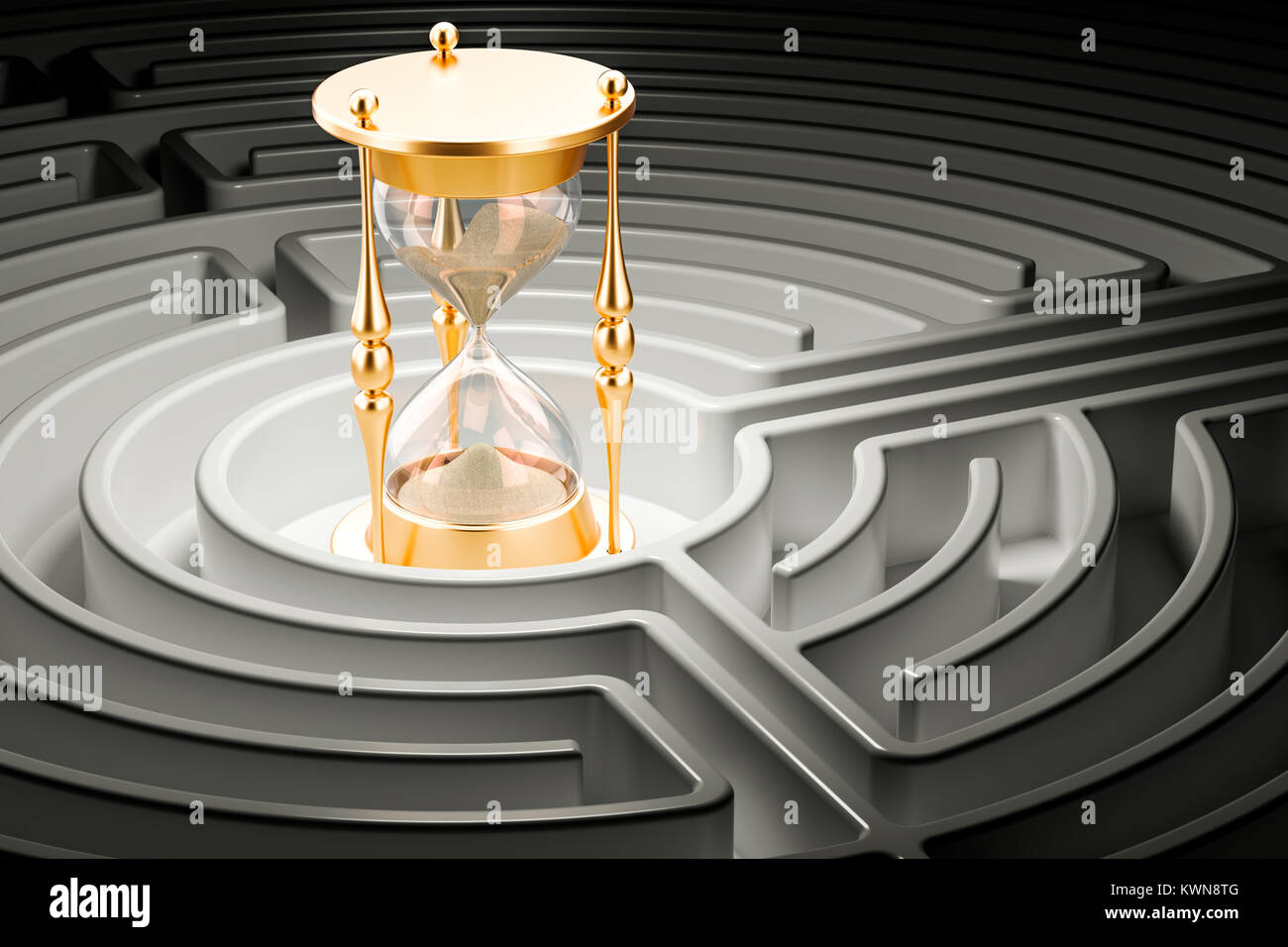 Hourglass inside labyrinth maze, 3D rendering Stock Photo - Alamy