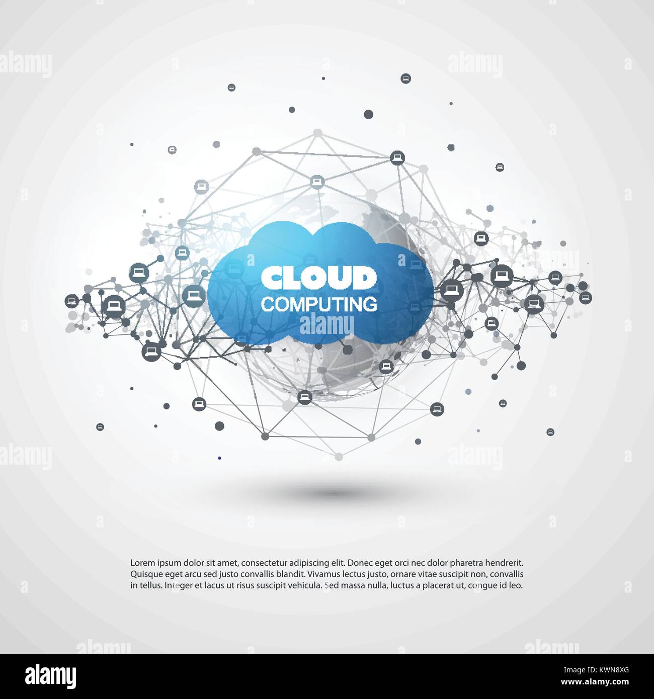 Cloud Computing Design Concept with Polygon - Global Digital Network Connections, Technology ...