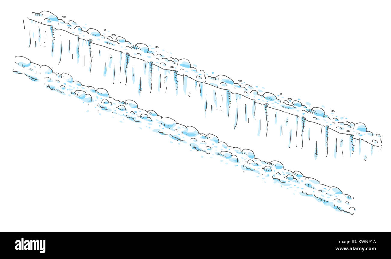 A cartoon trail dug out of fresh, deep snow Stock Photo - Alamy