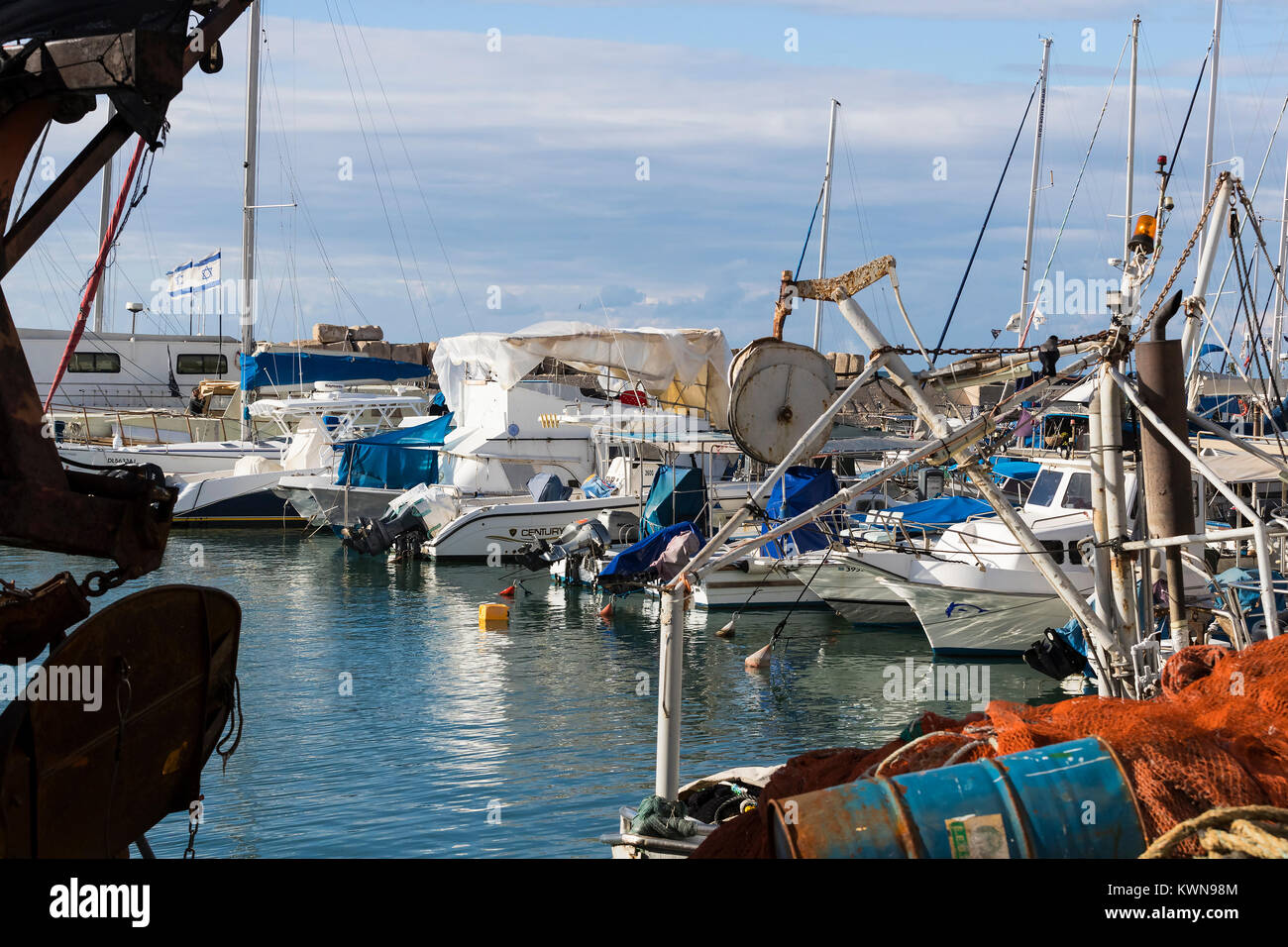TEL AVIV - YAFO, ISRAEL - NOVEMBER 23, 2017: Quay in the Old Port of ...