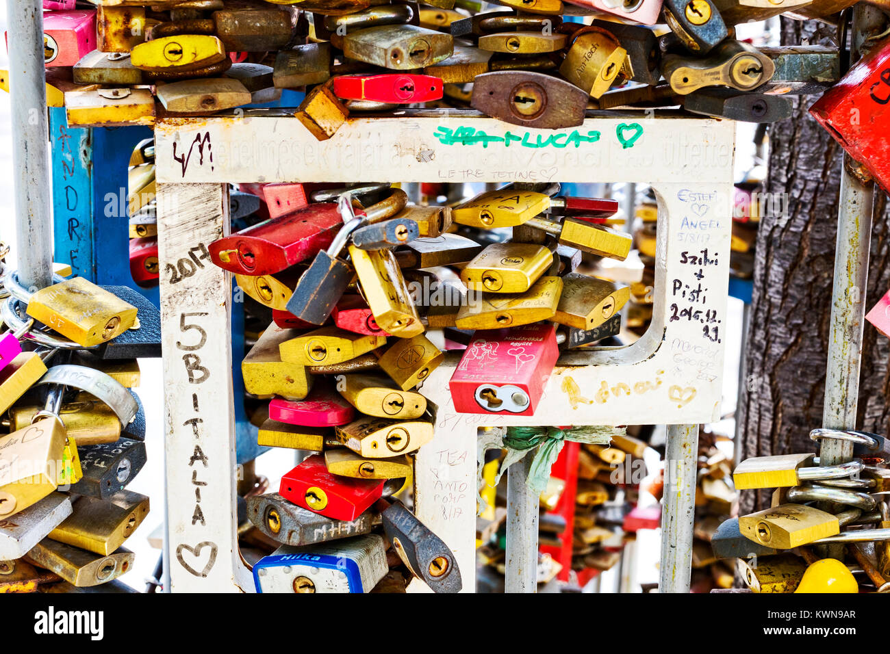 Budapest hungary love padlocks in hi-res stock photography and images ...