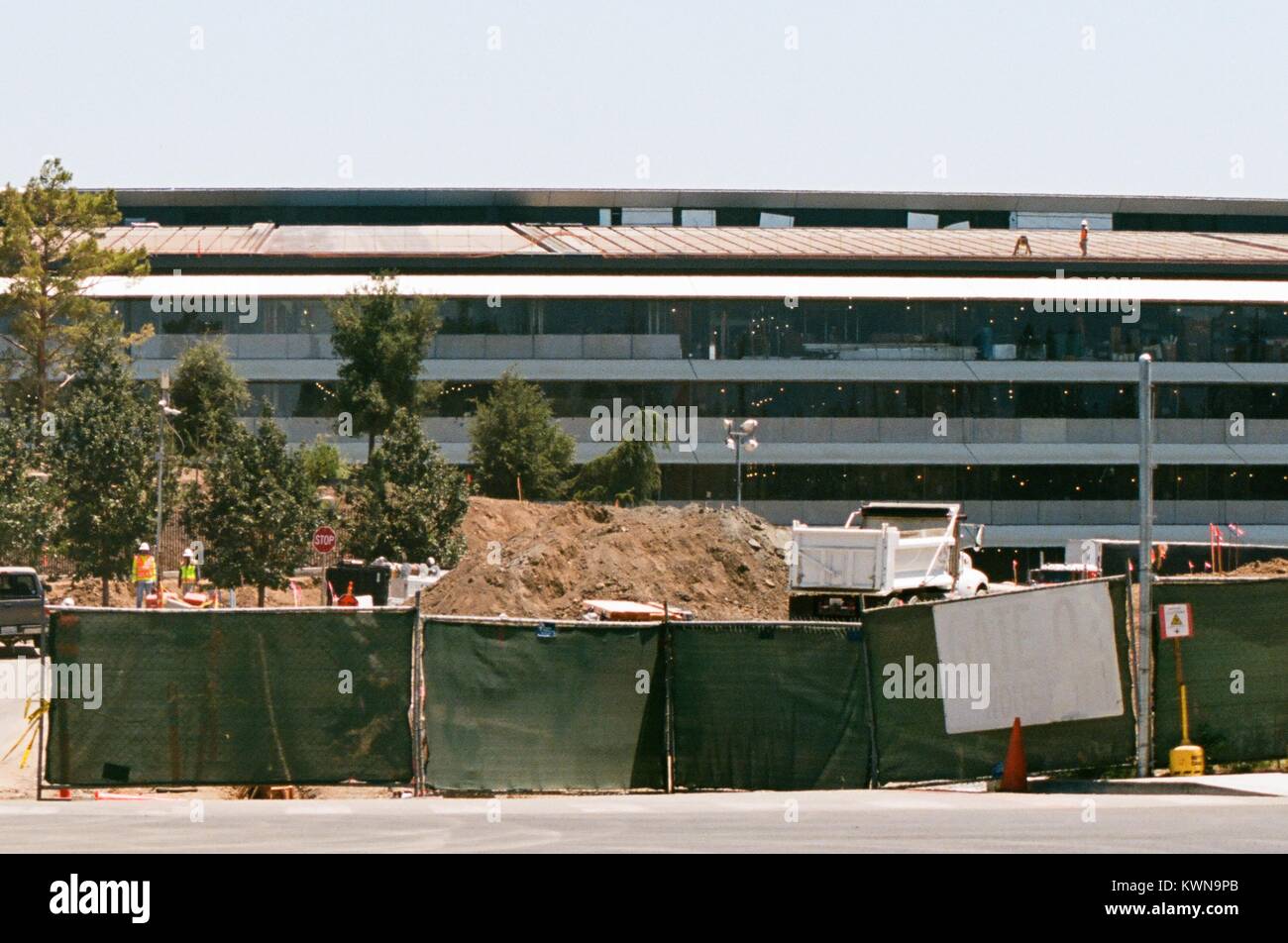 A construction site is visible in front of the main building at the ...
