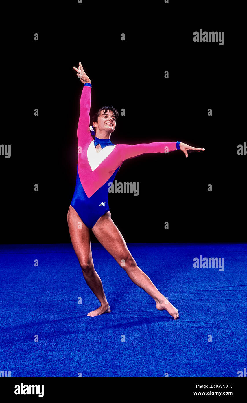 Female gymnast preforming the floor exercise Stock Photo - Alamy