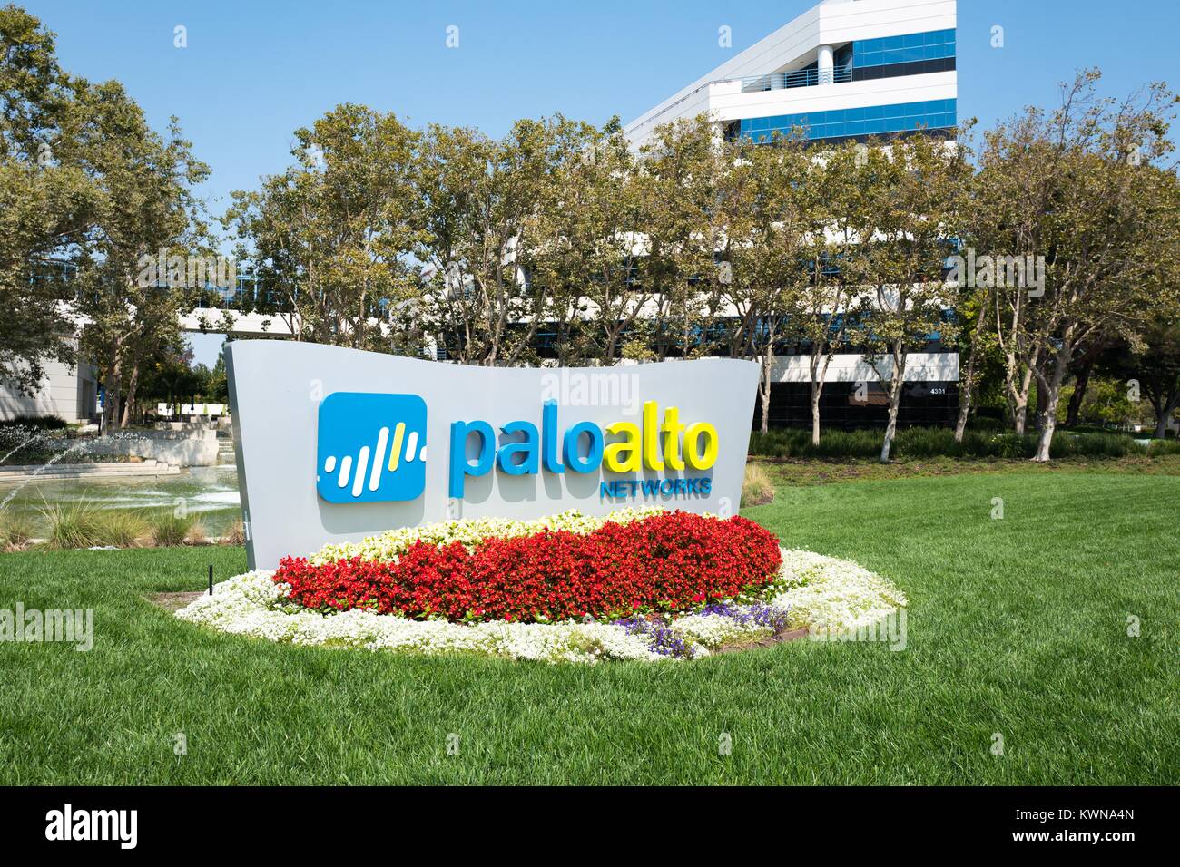 Signage with logo at the Silicon Valley headquarters of computer ...