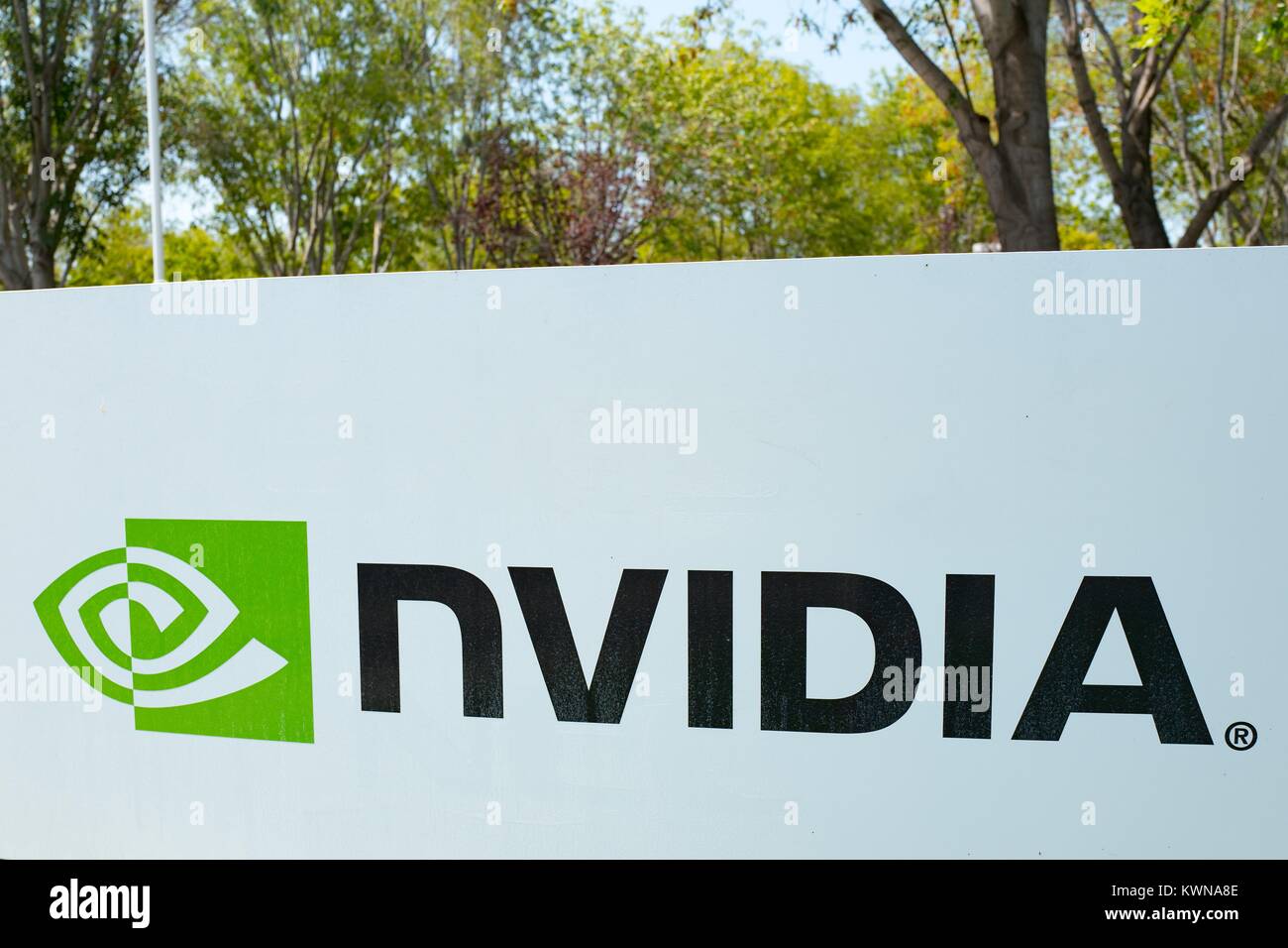 Signage with logo at the Silicon Valley headquarters of computer ...