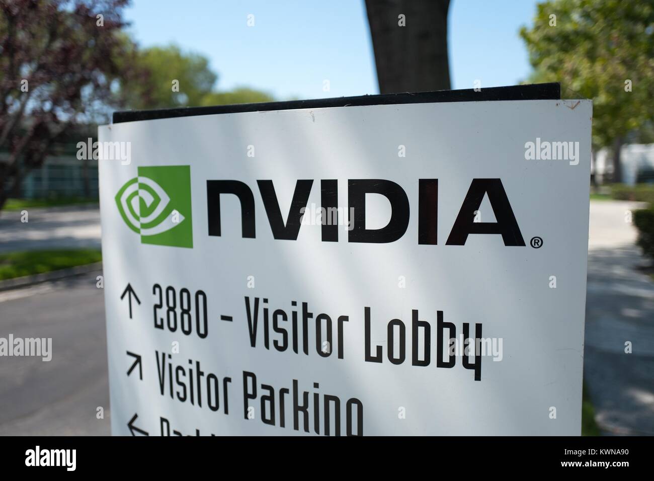 Signage with logo at the Silicon Valley headquarters of computer ...