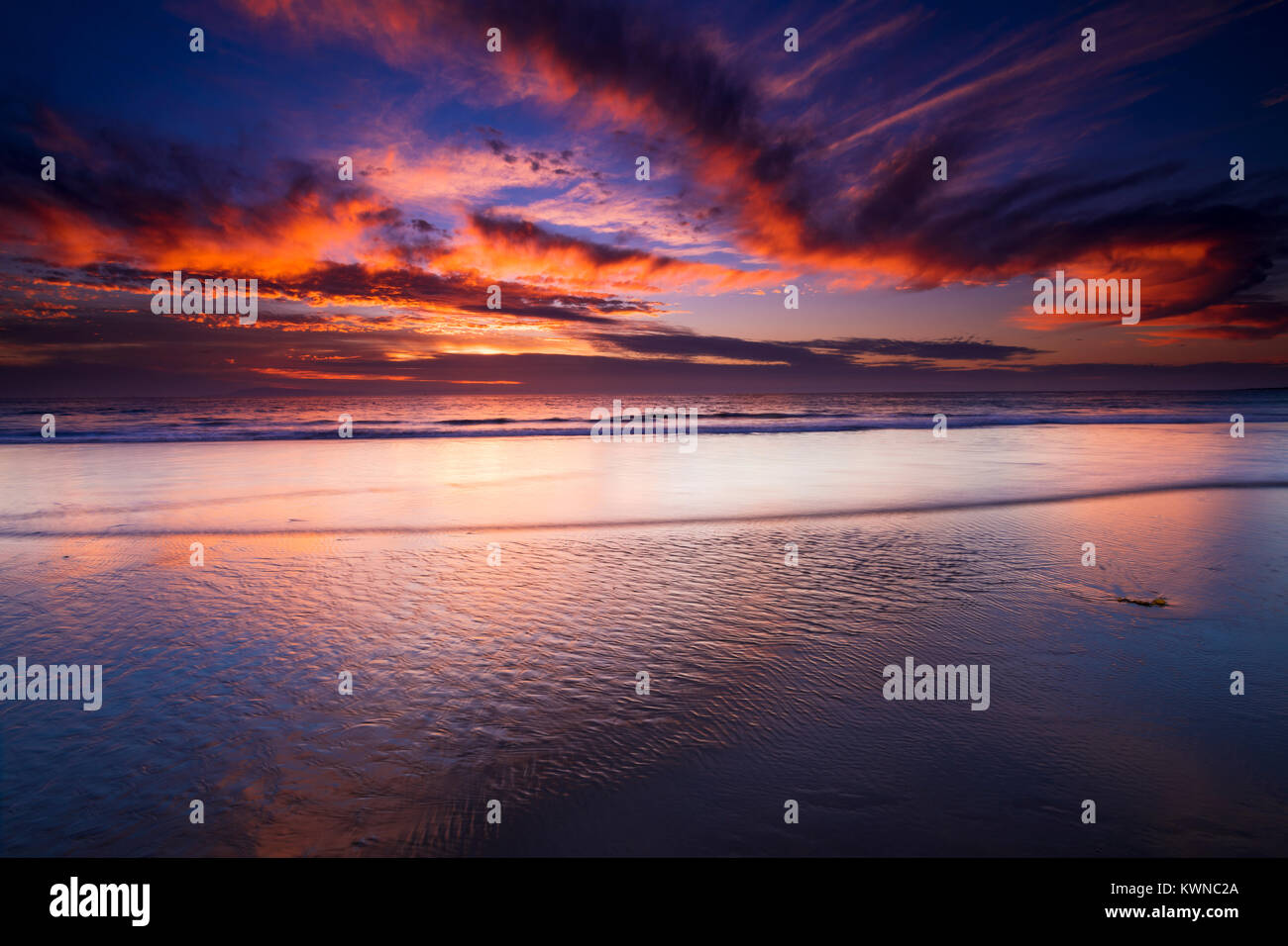 Sunset over the Channel Islands from Ventura State Beach, Ventura ...