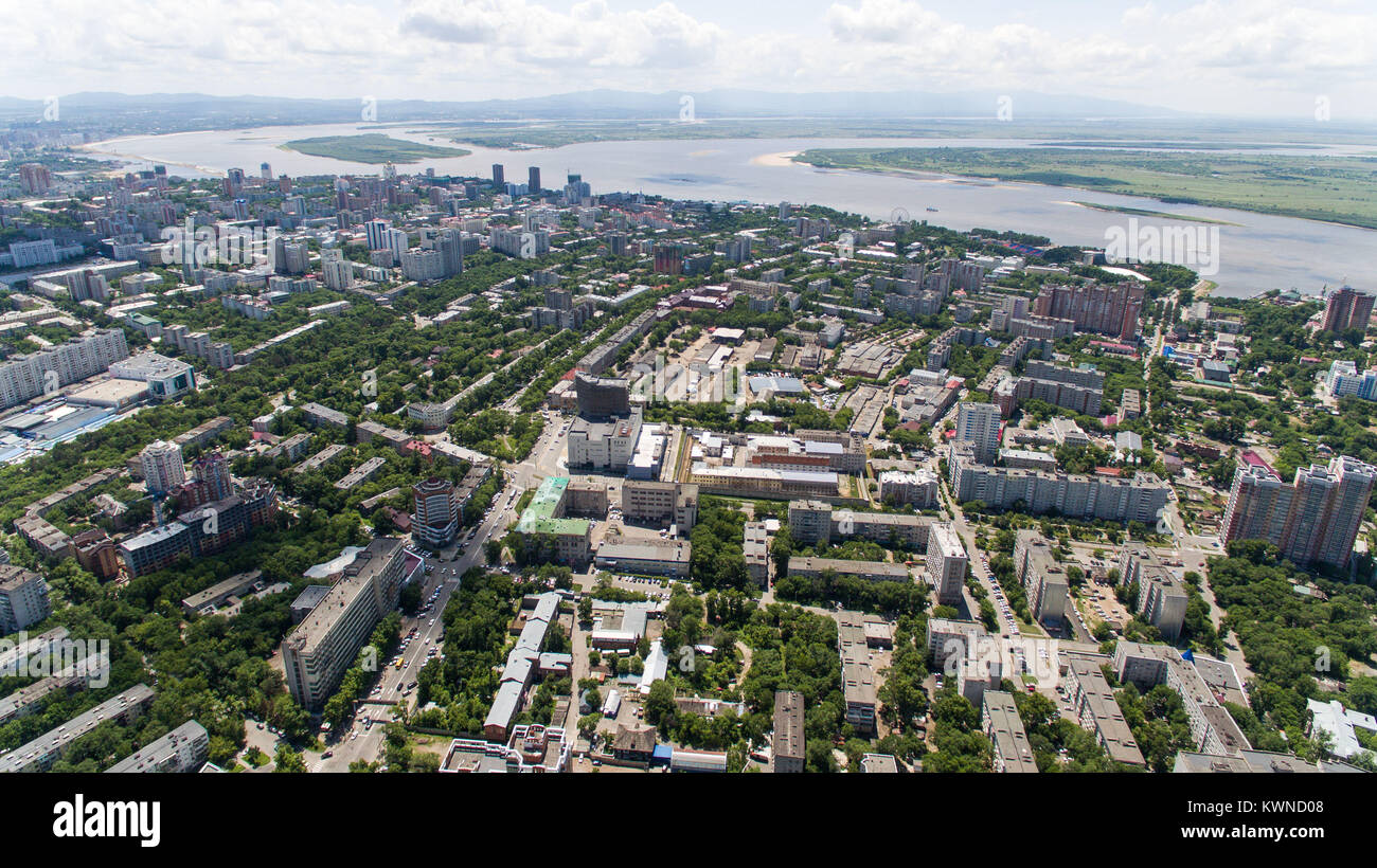 Khabarovsk, city view from height of bird's flight shot Stock Photo - Alamy