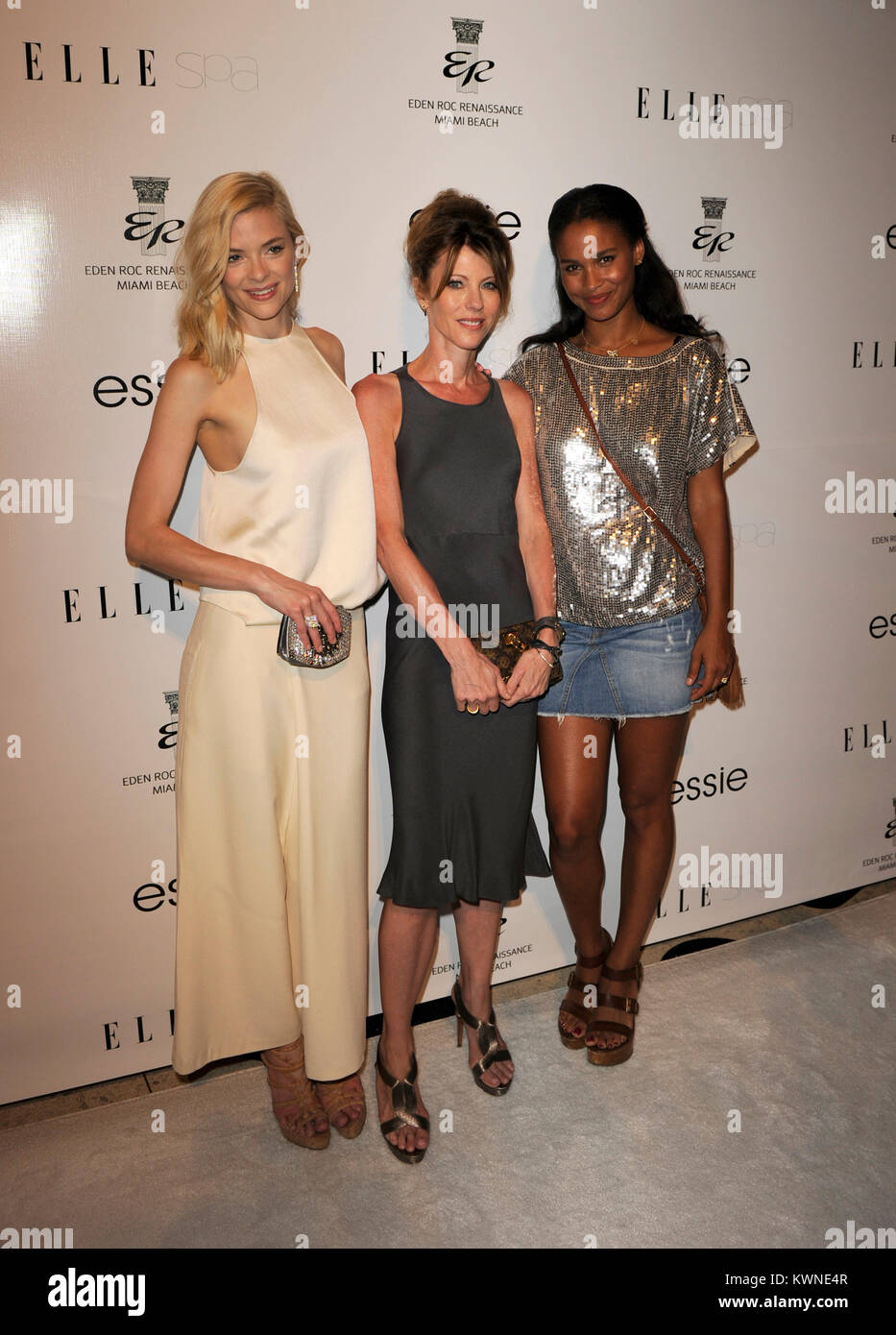 MIAMI BEACH, FL - JUNE 08: Jaime King Robbie Myers Joy Bryant attends the ELLE Spa Launch party ...