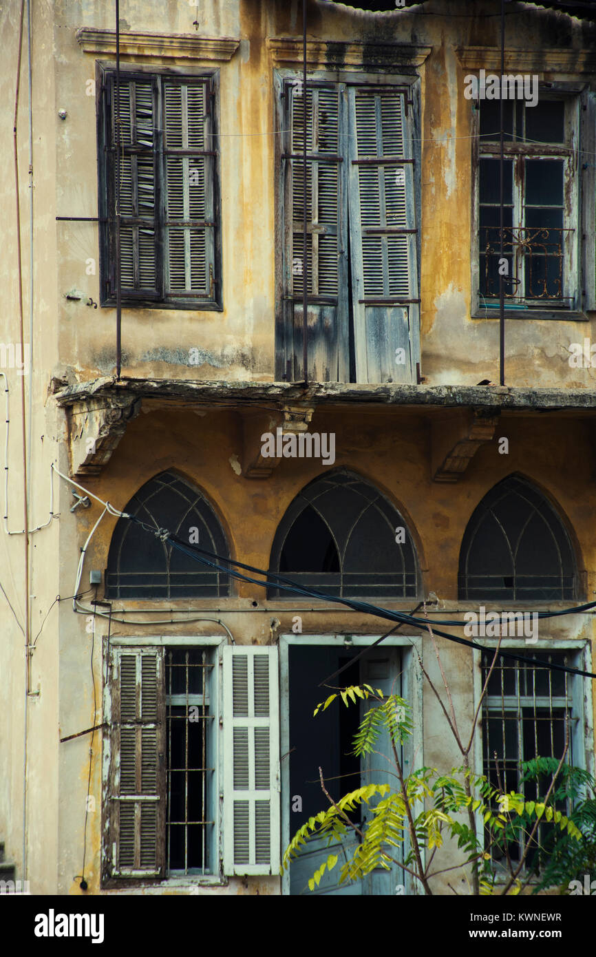 Facade of an old derelict building Stock Photo - Alamy
