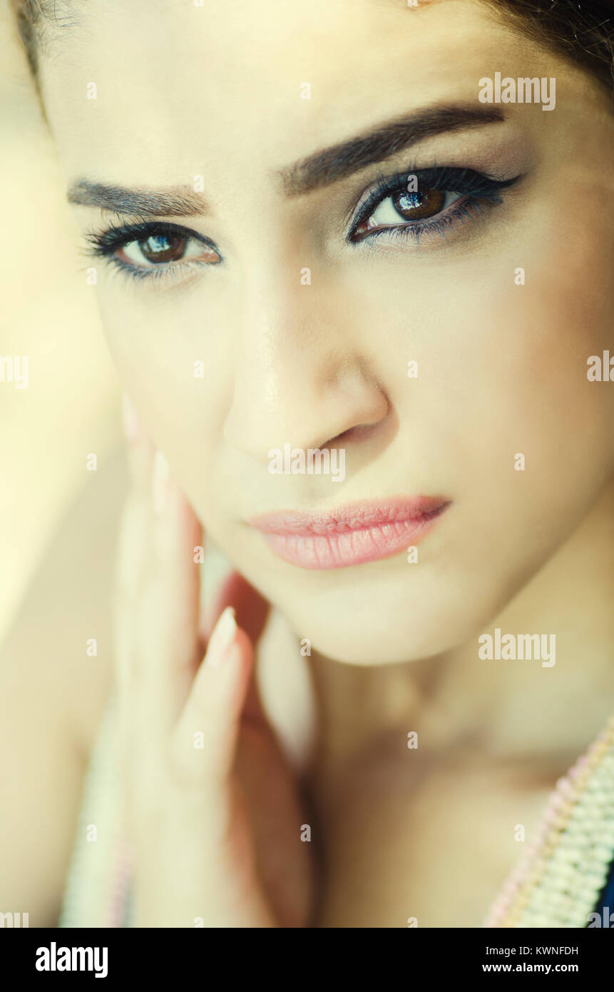 Close up girls serious face hi-res stock photography and images - Alamy