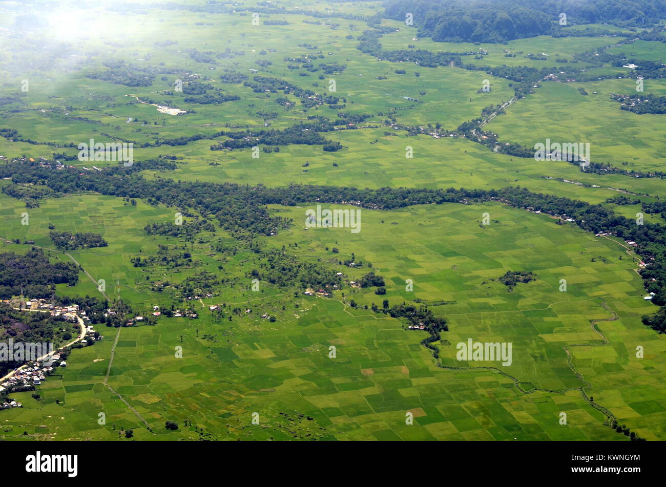 Rice field in Makassar as seen from airplane window Stock Photo - Alamy
