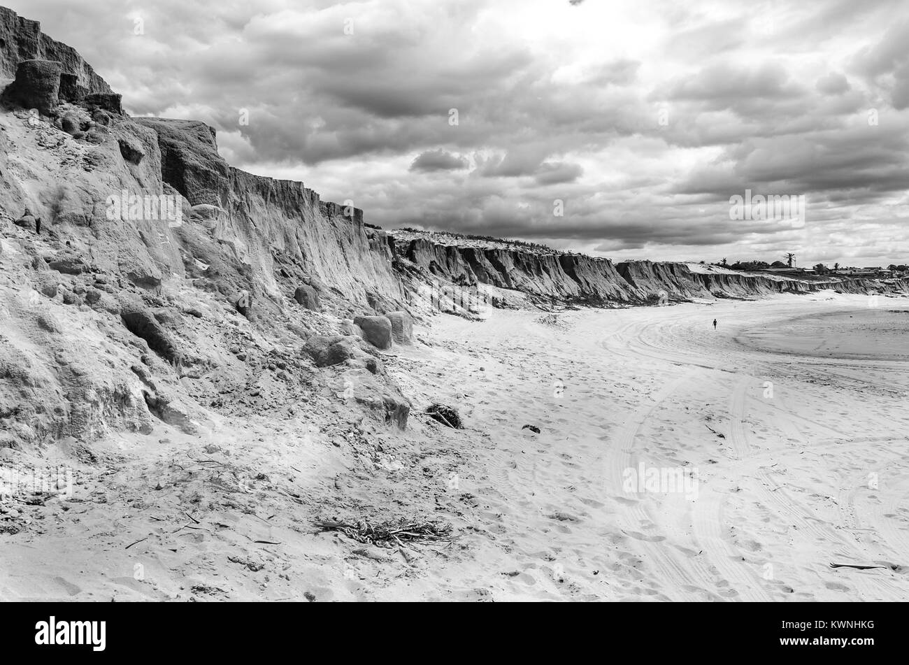 B&W photo of cliffs at the Canoa quebrada beach at the Ceara state in ...