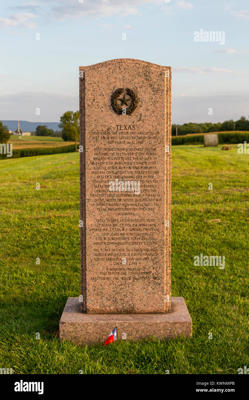 The Texas State Monument on Cornfield Ave, Antietam National ...