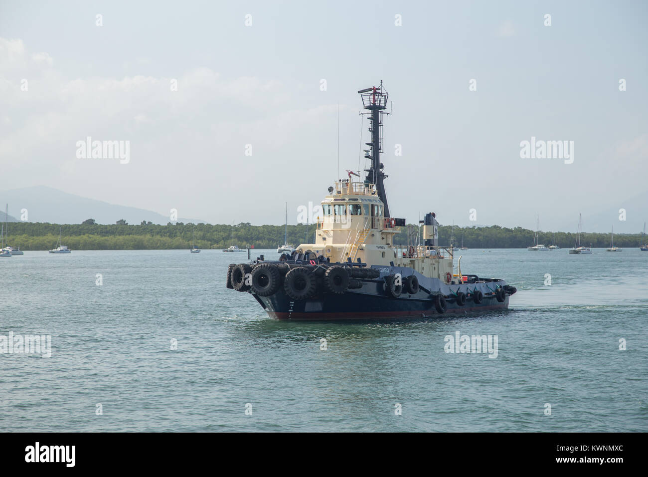 Tug boats in Trinity Inlet, Cairns Stock Photo - Alamy