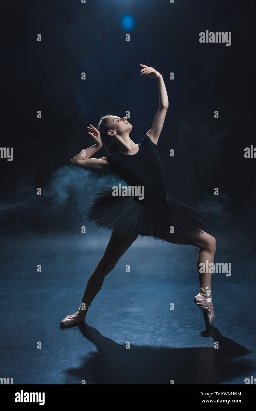 ballerina dancing in black tutu Stock Photo - Alamy