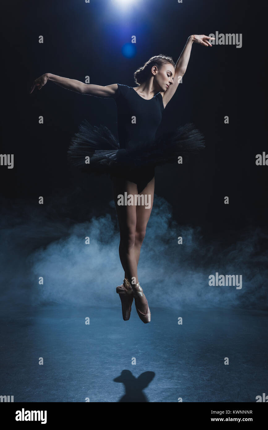 ballerina dancing in black tutu Stock Photo - Alamy