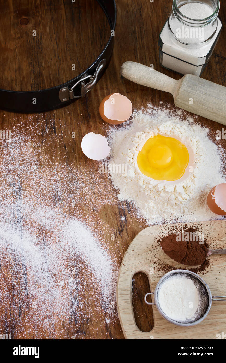 Ingredients for baking sweet cake, space for text Stock Photo - Alamy