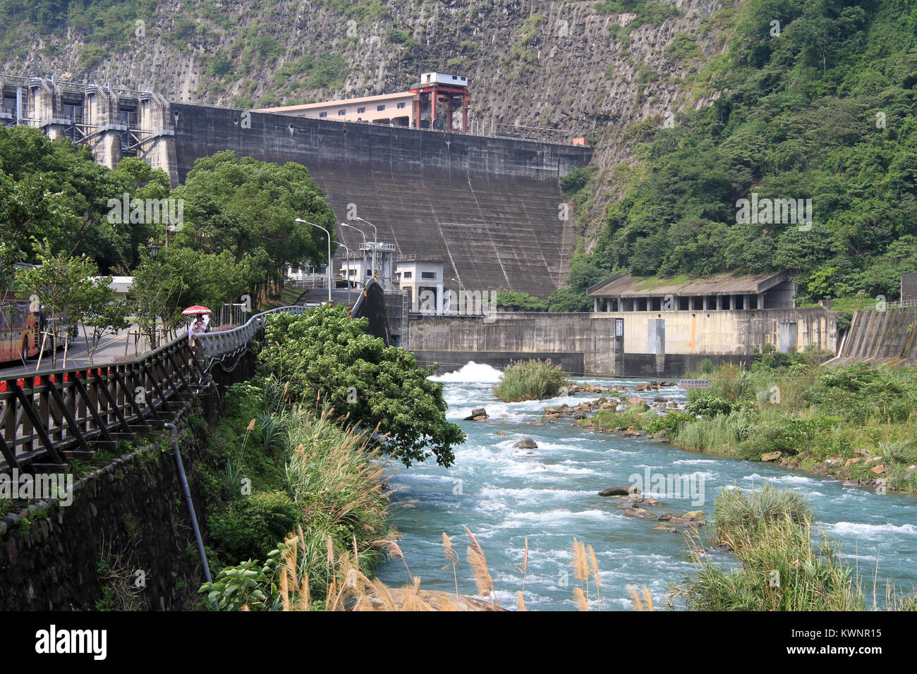 Dam with power station in Checheng near Sun Moon lake in Taiwan Stock ...