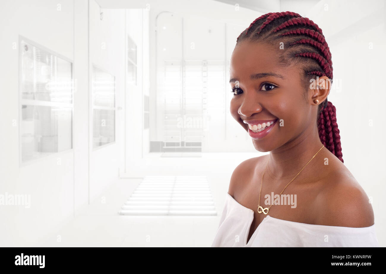 Happy african girl at home Stock Photo - Alamy