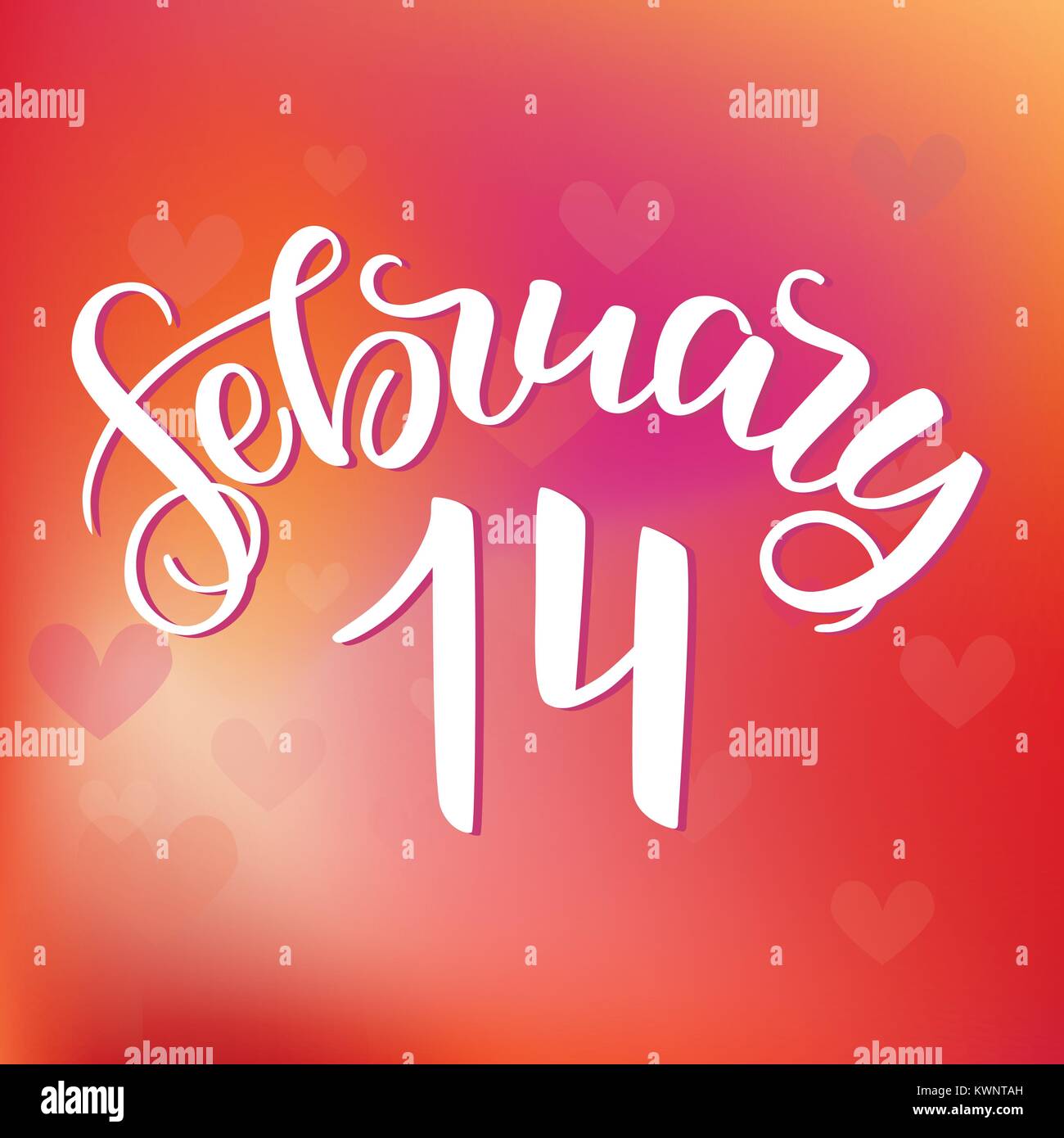 Vector handlettering 14th February. Romantic saying for greetings ...