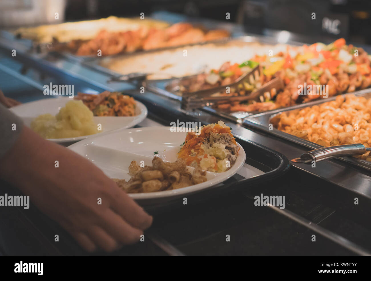 Stand with meat in the diner with self-service Stock Photo - Alamy