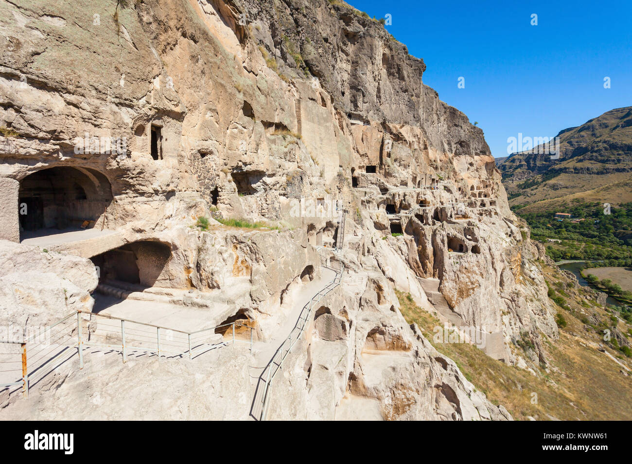 Vardzia is a cave monastery site excavated from the slopes of the ...