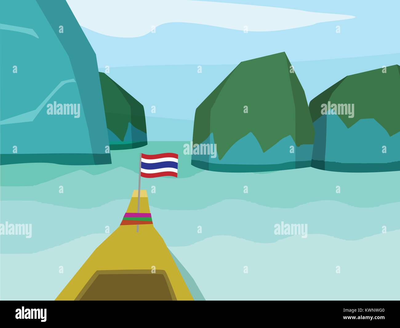 Phi phi island in flat style, vector landscape design Stock Vector ...