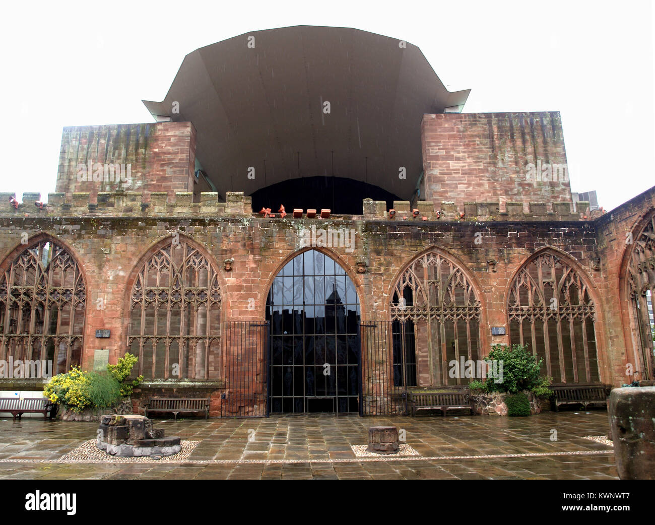 Standing in the main area of the ruined looking towards new building at ...