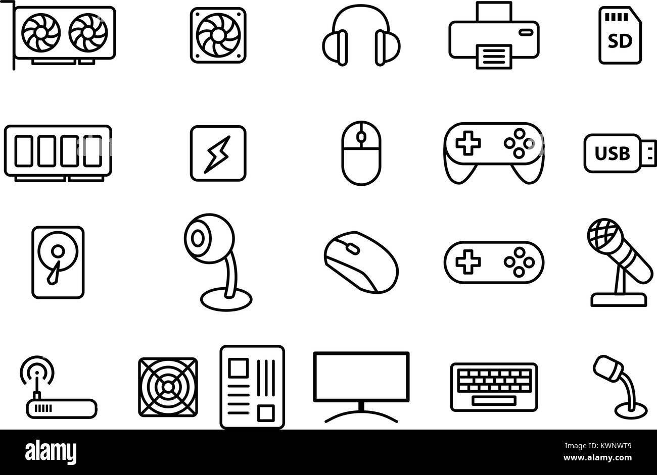 Set of Computers and Accessories in linear style, vector Stock Vector Image & Art - Alamy