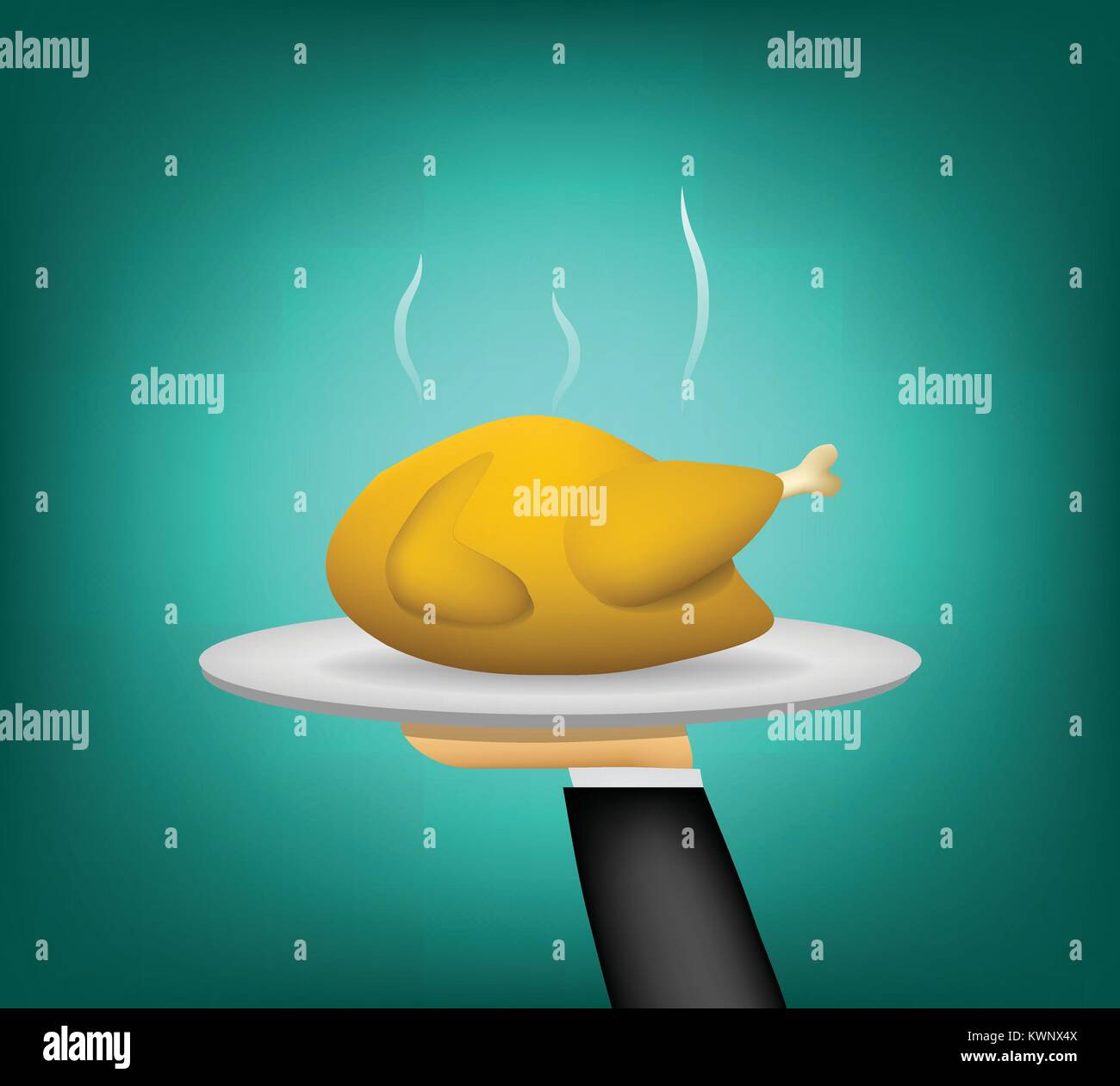 Waiter serving food full view Stock Vector Images - Alamy