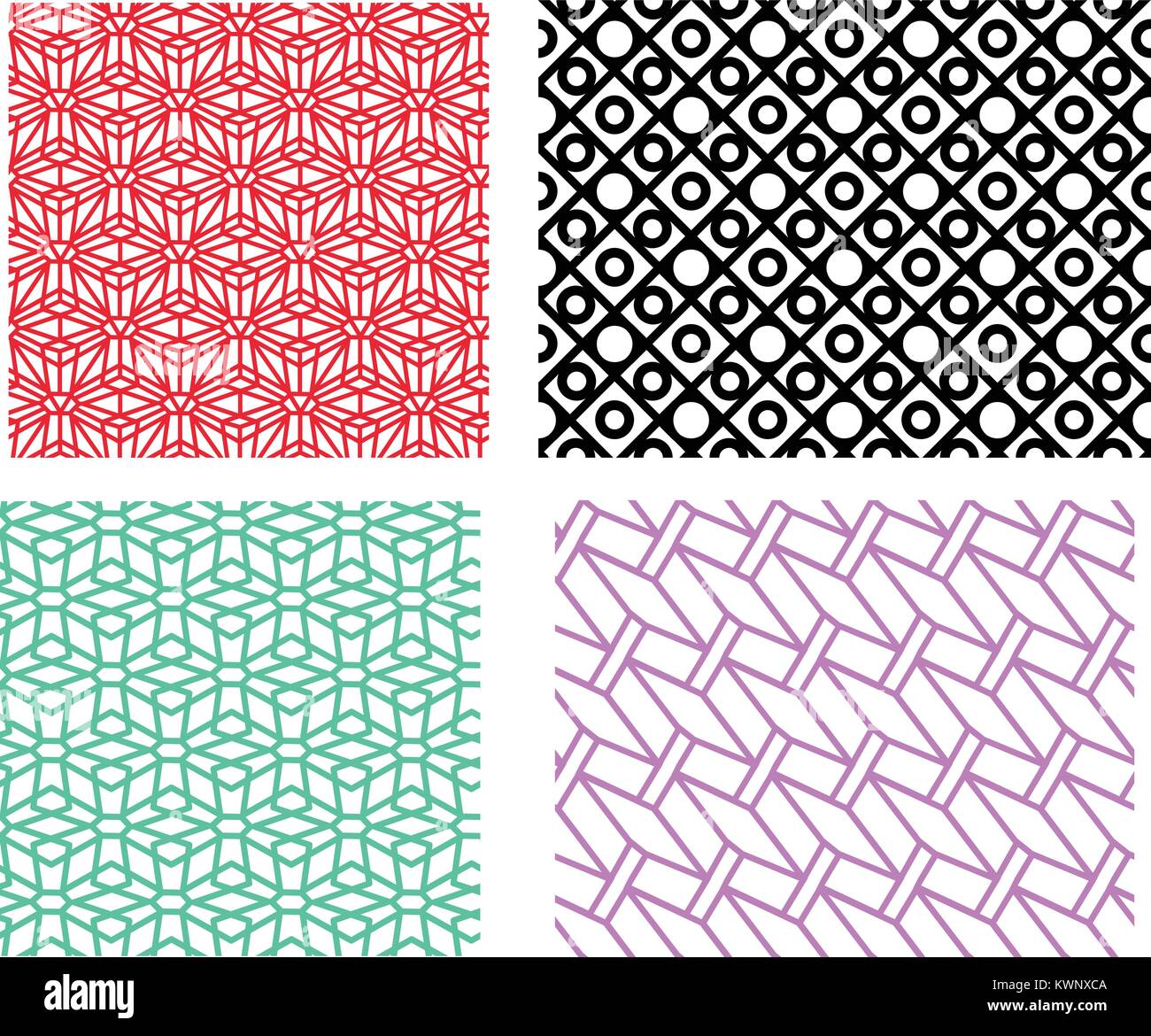 Set of geometric pattern in linear style, vector Stock Vector Image ...