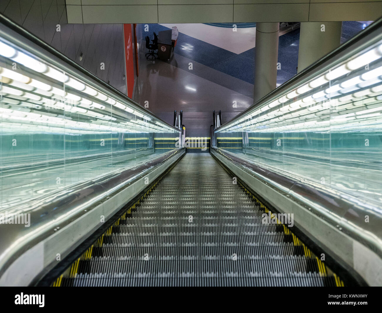 View down escalator; Dallas/Fort Worth International Airport; Dallas ...