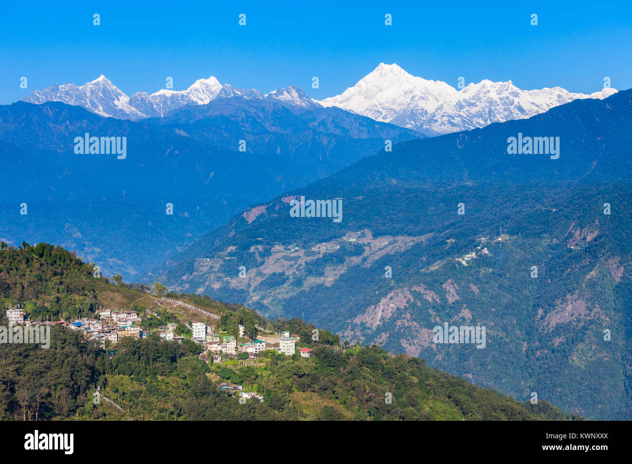 Kangchenjunga view from the Tashi View Point in Gangtok, Sikkim state ...