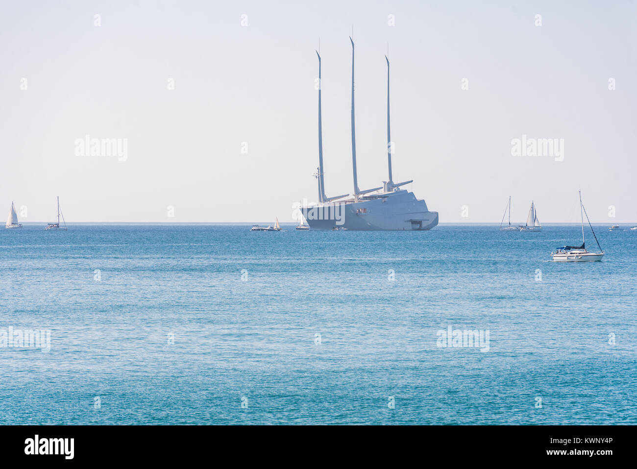 Israel, Tel Aviv-Yafo - December 2, 2017: Sailing Yacht A, the largest ...